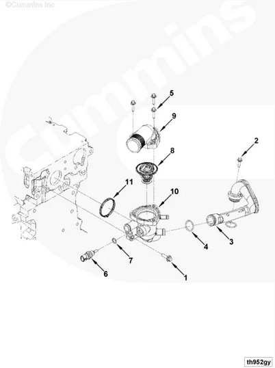 Кольцо уплотнительное корпуса термостата к головке блока ISF2.8 5266796